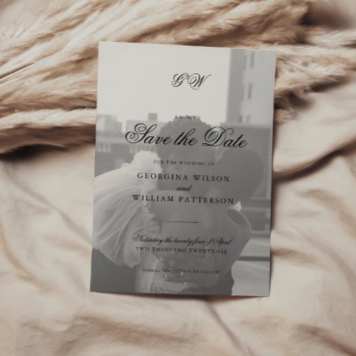 Modern Minimalist Script Monogram Save the Date Invitation | Zazzle