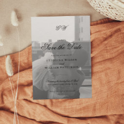 Modern Minimalist Script Monogram Save the Date Invitation | Zazzle