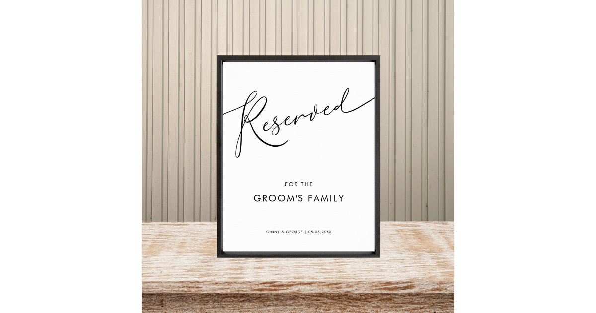 Modern Minimalist Script Reserved Wedding Sign | Zazzle