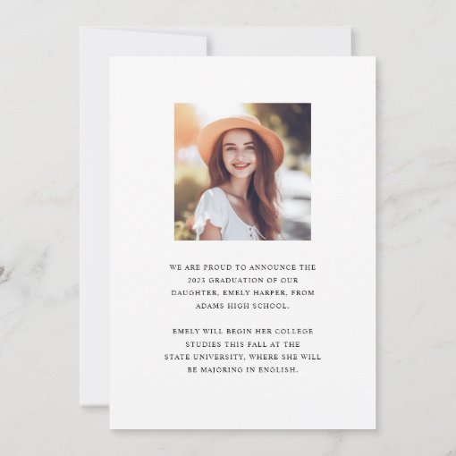 Modern Minimalist Script Two Photo Graduation Announcement | Zazzle