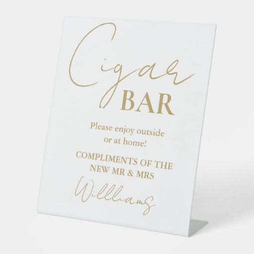 Modern Minimalist Script Wedding Cigar Bar Sign | Zazzle