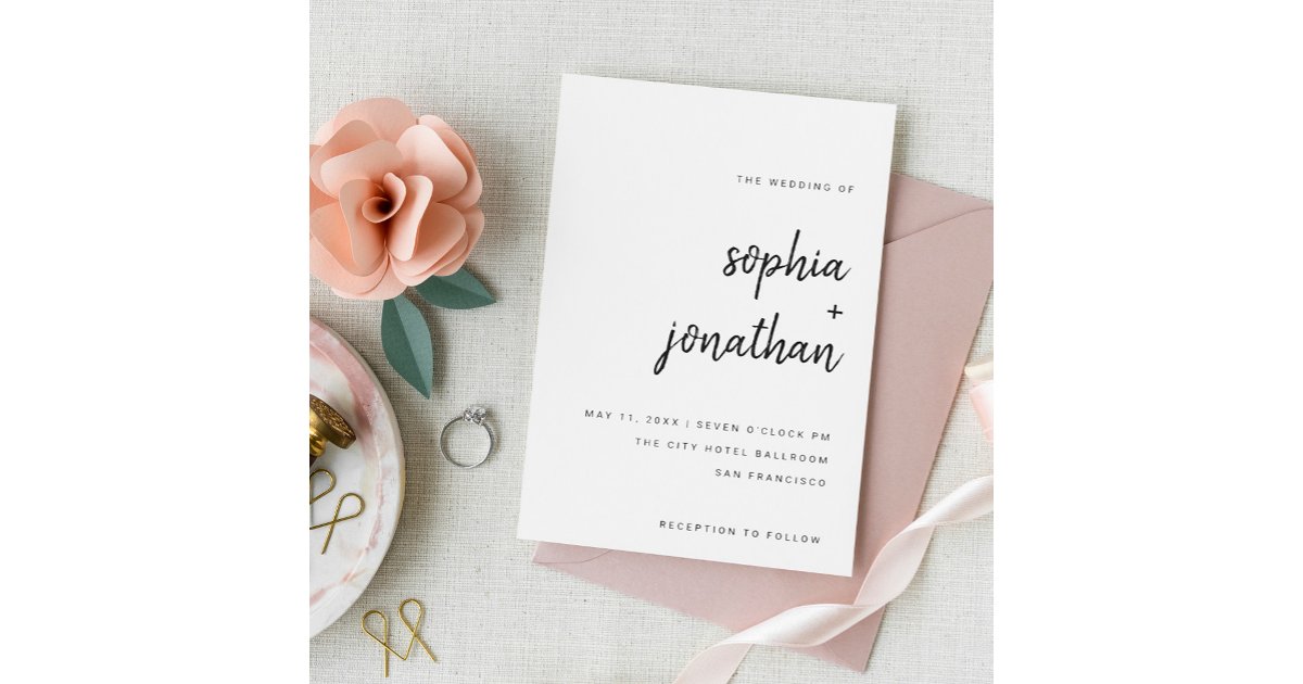 Modern Minimalist Script | Wedding Invitation | Zazzle