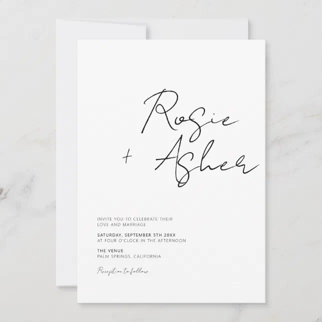 Modern Minimalist Script Wedding Invitation | Zazzle