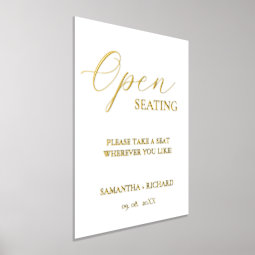 Modern Minimalist Script Wedding Open Seating Sign | Zazzle