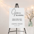 Modern Minimalist Script Wedding Open Seating Sign | Zazzle