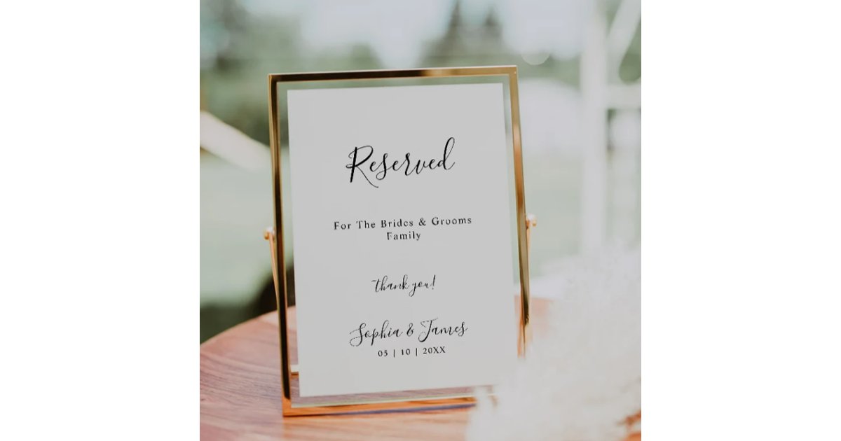 Modern Minimalist Script Wedding Reserved Sign Invitation | Zazzle