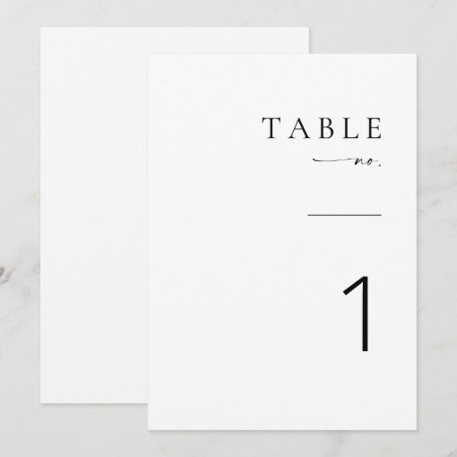 Modern Minimalist Script Wedding Table Number Card | Zazzle