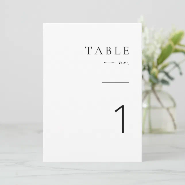 Modern Minimalist Script Wedding Table Number Card | Zazzle