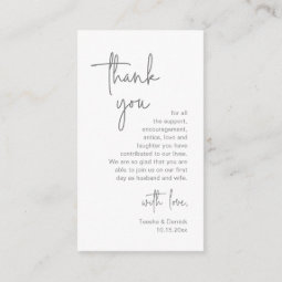 Modern Minimalist Script, Wedding Thank you Enclosure Card | Zazzle