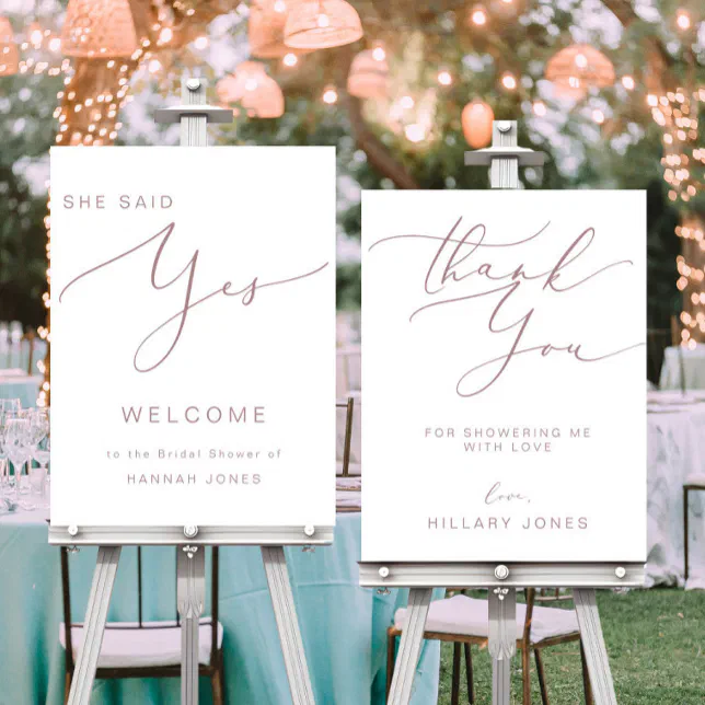 Modern Minimalist She Said Yes Bridal welcome sign | Zazzle