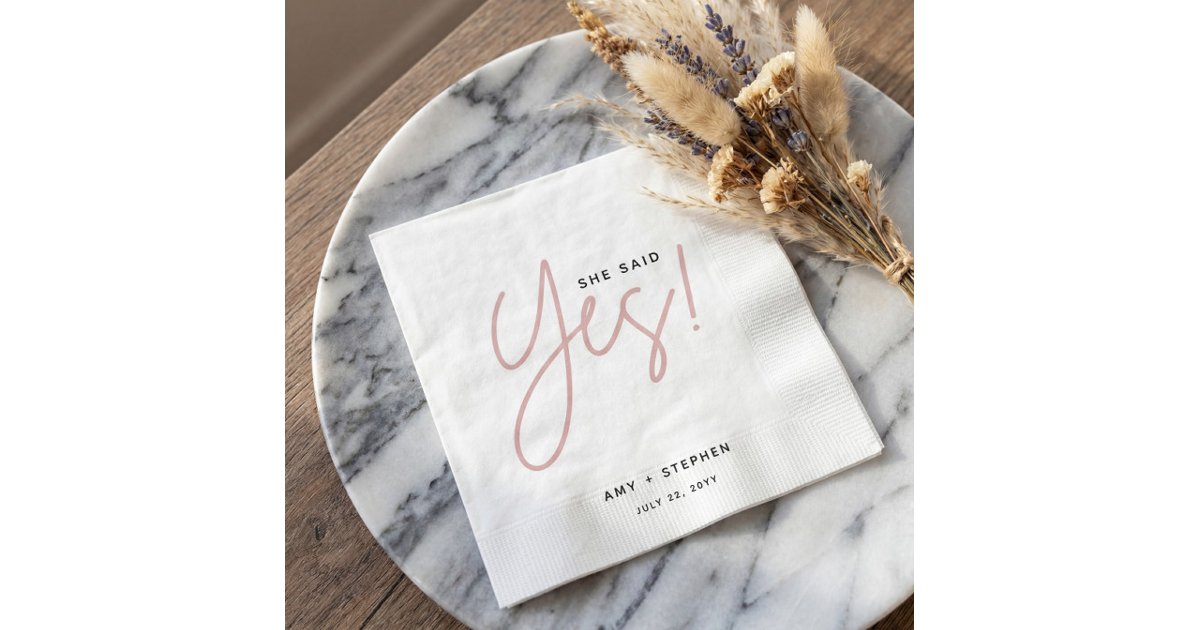 Modern Minimalist She Said Yes Engagement Party Napkins | Zazzle