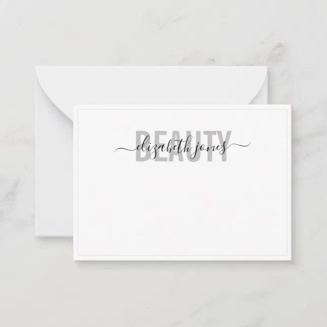 Modern Minimalist Signature Black and White Note Card | Zazzle