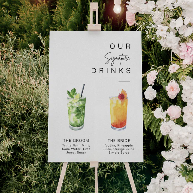 Modern Minimalist | Signature Cocktails Bar Foam Board | Zazzle