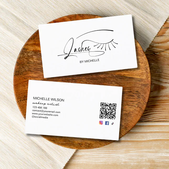 Modern Minimalist Signature Makeup Artist Lashes Business Card | Zazzle