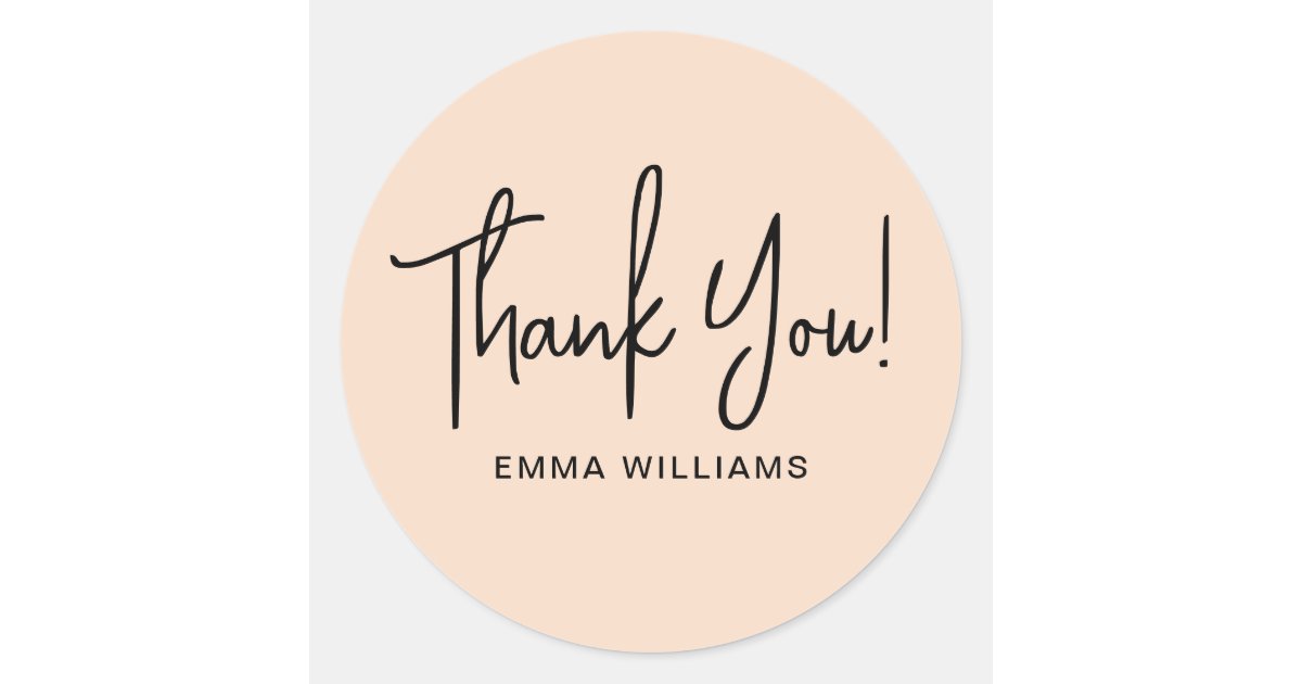 Modern Minimalist Signature Script Thank You Classic Round Sticker | Zazzle