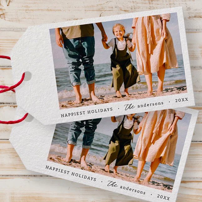 Modern Minimalist Simple Custom Family Photo Gift Tags | Zazzle