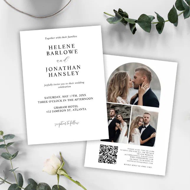 Modern Minimalist Simple Elegant Photo Wedding Invitation | Zazzle
