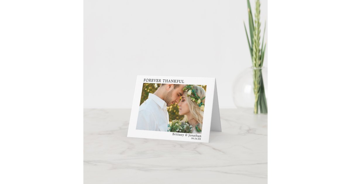 Modern Minimalist Simple Forever Thankful Note Thank You Card | Zazzle