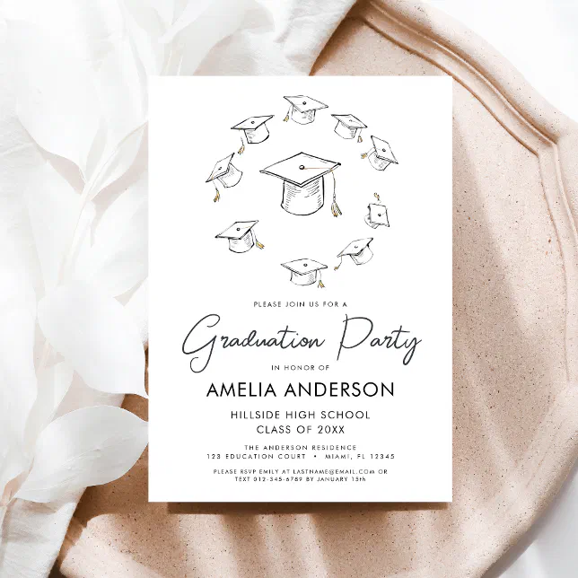 Modern Minimalist Simple Graduation Party Invitation | Zazzle