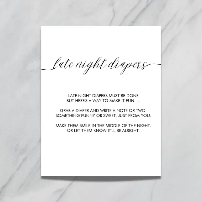 Modern Minimalist Simple Late Night Diaper Sign | Zazzle
