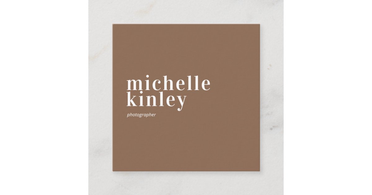 Modern minimalist simple QR code personal brown Square Business Card ...