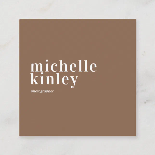 Modern minimalist simple QR code personal brown Square Business Card ...