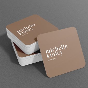 Modern minimalist simple QR code personal brown Square Business Card ...