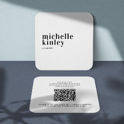 Modern minimalist simple QR code personal Square Business Card | Zazzle