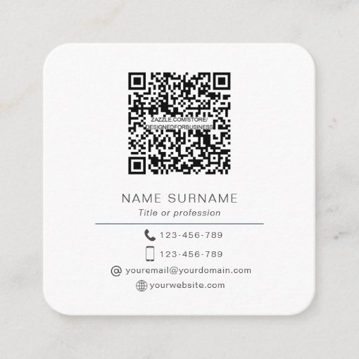 Modern Minimalist Simple QR code personal Square Square Business Card ...