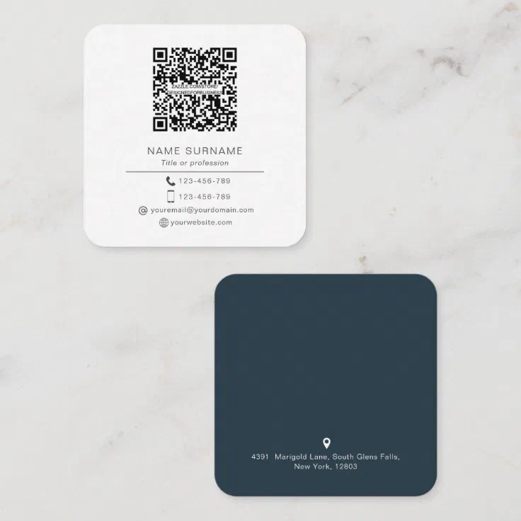 Modern Minimalist Simple QR code personal Square Square Business Card ...