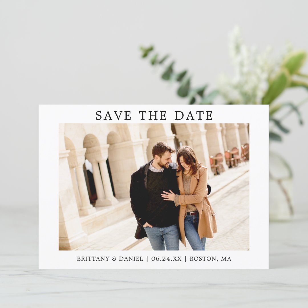 Modern Minimalist Simple Save The Date Photo Card | Zazzle