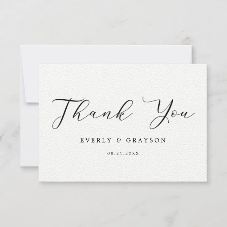 Modern Minimalist Simple Script Thank You Card | Zazzle