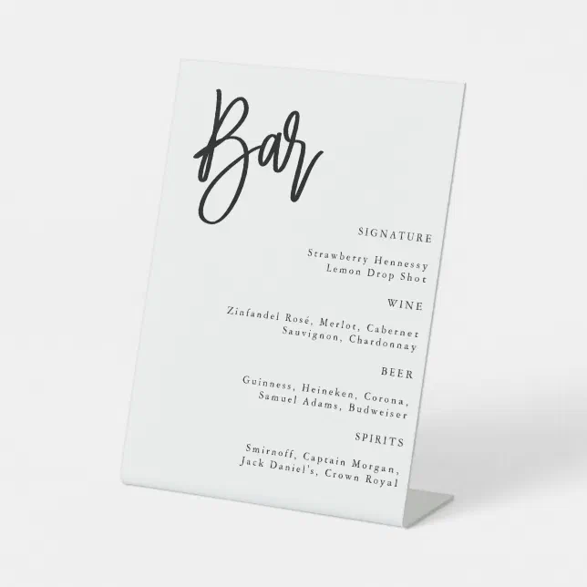 Modern Minimalist Simple Script Wedding Bar Sign | Zazzle
