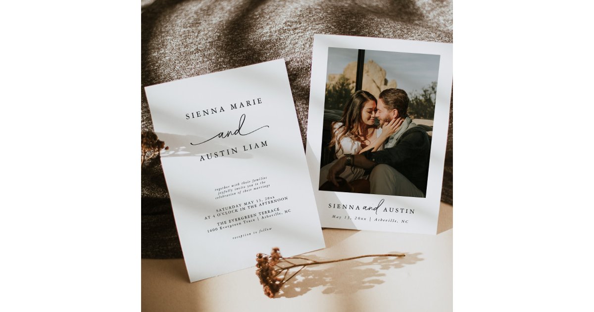 Modern Minimalist Simple Wedding Invitation | Zazzle