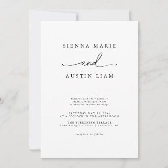 Modern Minimalist Simple Wedding Invitation | Zazzle