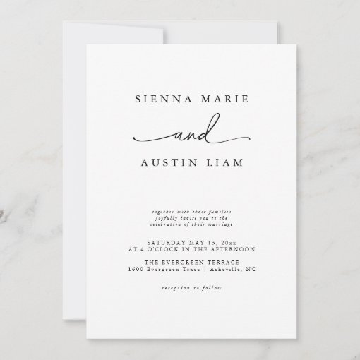 Modern Minimalist Simple Wedding Invitation | Zazzle