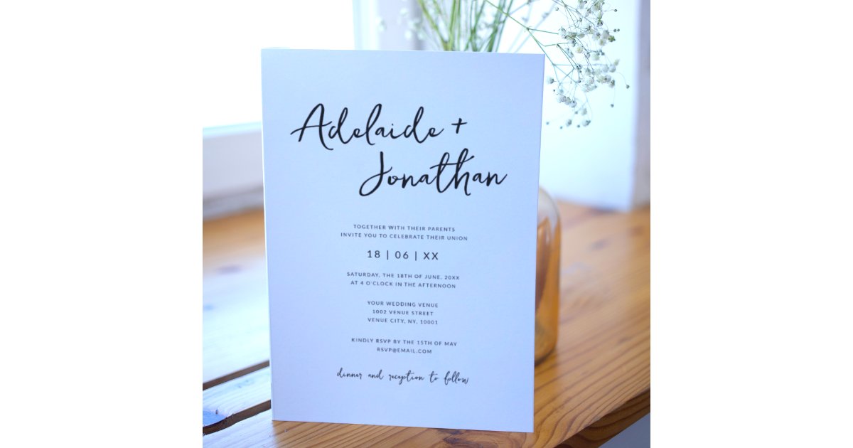 Modern Minimalist Simple Wedding Invitations | Zazzle
