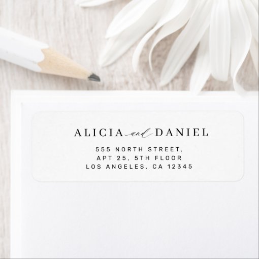 Modern minimalist simple wedding return address label | Zazzle