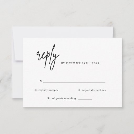 Modern Minimalist Simple Wedding RSVP Card | Zazzle