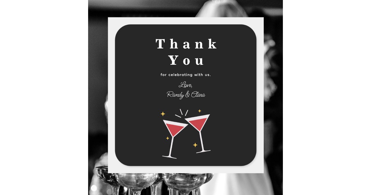 Modern Minimalist Simple Wedding Thank You Thanks Square Sticker | Zazzle