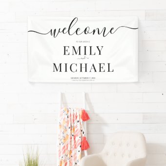 Modern Minimalist Simple Wedding Welcome Banner | Zazzle