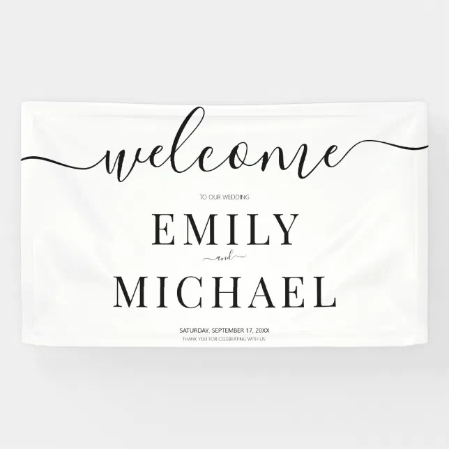 Modern Minimalist Simple Wedding Welcome Banner | Zazzle