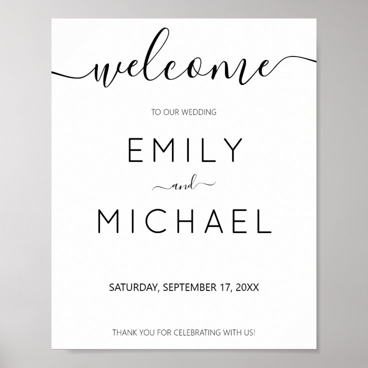 Modern Minimalist Simple Wedding Welcome Poster | Zazzle