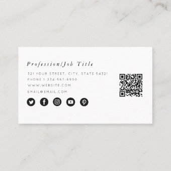 Modern Minimalist Simple White Hello QR Code Business Card | Zazzle