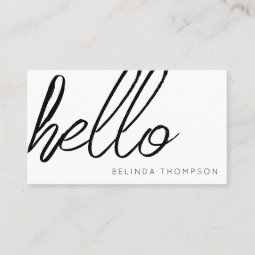 Modern Minimalist Simple White Hello QR Code Business Card | Zazzle