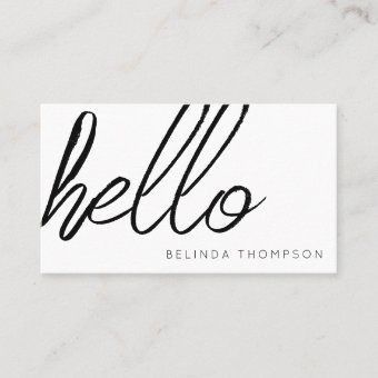 Modern Minimalist Simple White Hello QR Code Business Card | Zazzle