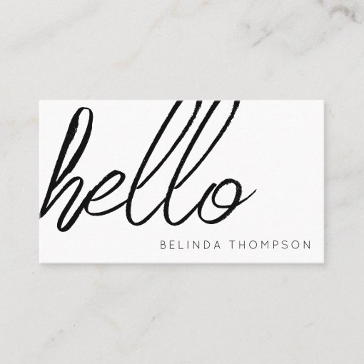 Modern Minimalist Simple White Hello QR Code Business Card | Zazzle