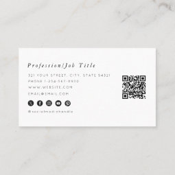 Modern Minimalist Simple White Hello QR Code Business Card | Zazzle