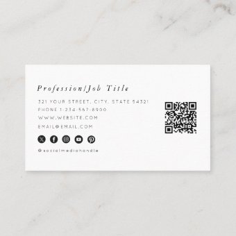 Modern Minimalist Simple White Hello QR Code Business Card | Zazzle