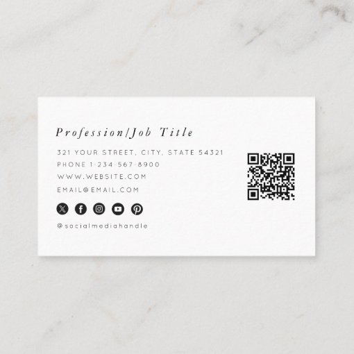Modern Minimalist Simple White Hello QR Code Business Card | Zazzle
